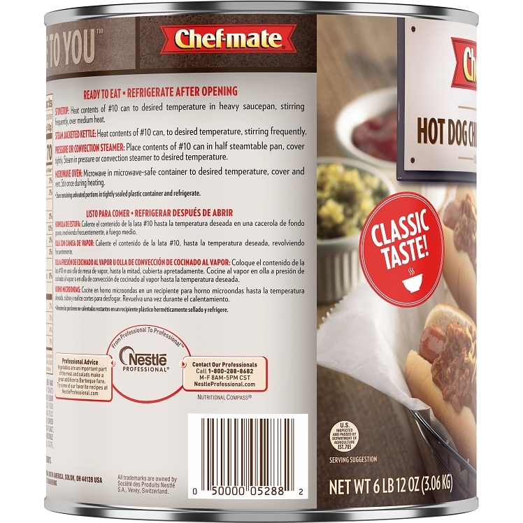 CHEF MATE HOT DOG CHILI WITH BEEF - US Foods CHEF'STORE